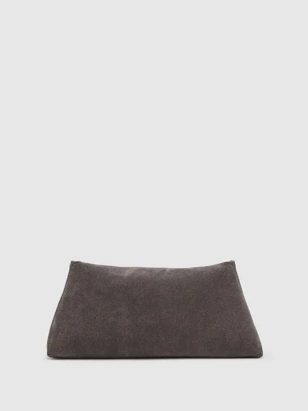 REISS Presley Suede Chain-strap Clutch Bag