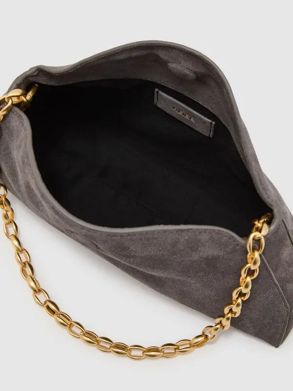 REISS Presley Suede Chain-strap Clutch Bag