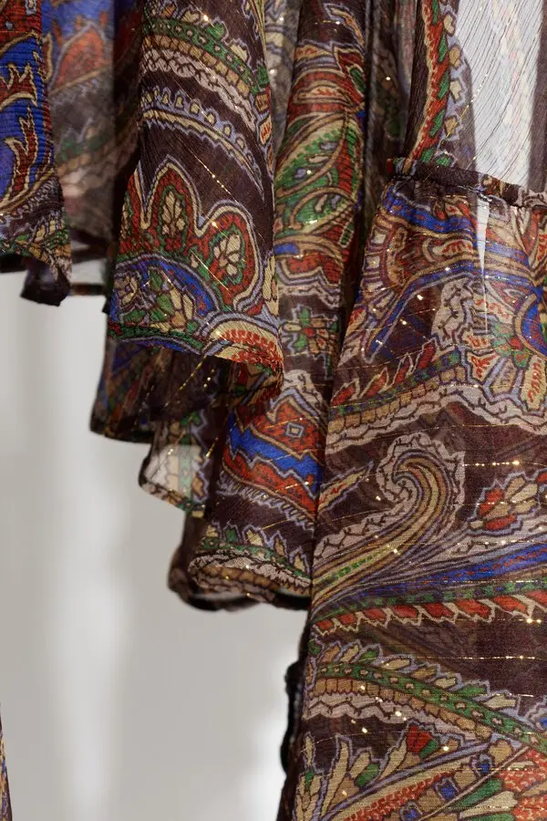 Etro Long Multicolor Paisley Dress With Lurex Thread By