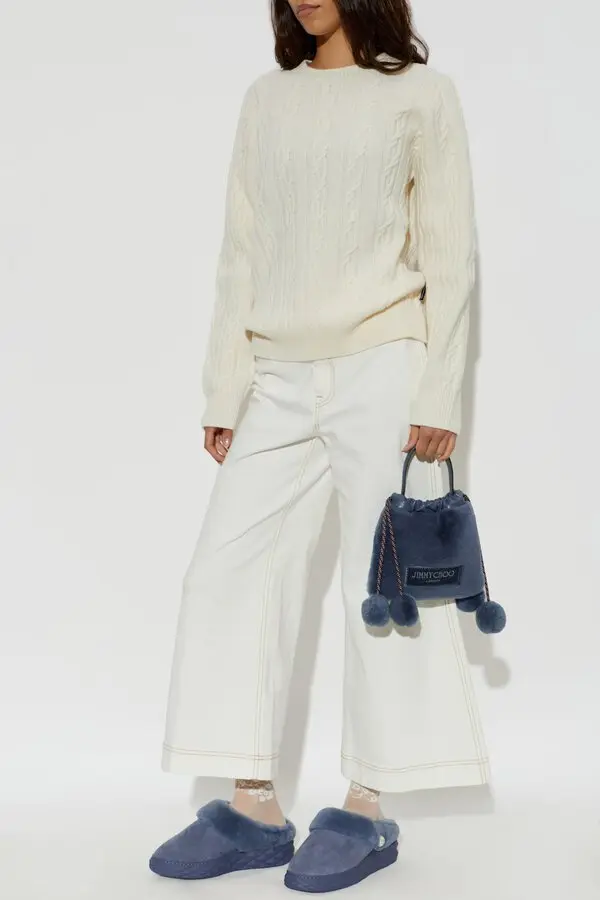 JIMMY CHOO Diamond Maxi’ Suede Fur-lined Mules