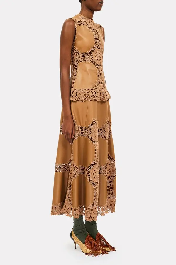Ulla Johnson Livia Crochet & Leather Top