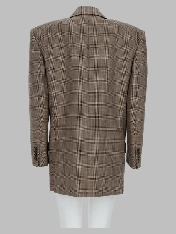 Saint Laurent Giacca In Lana Pied De Poule Principe Di Galles - Brown