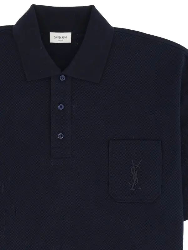 Saint Laurent Polo Cassandre In Piqué Di Cotone