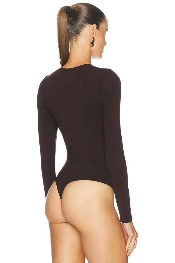 SANS FAFF Hailey Bamboo Bodysuit In Brown - Espresso