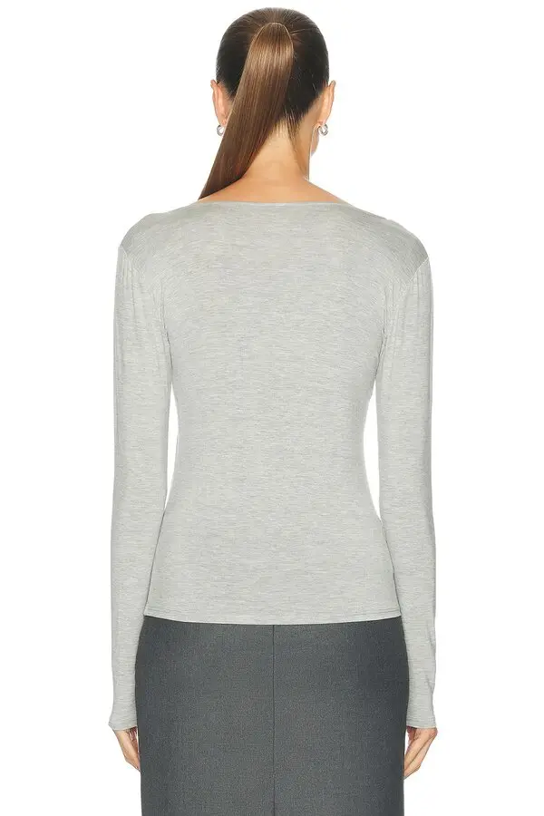 KYE V-neck Long Sleeve Top In Grey