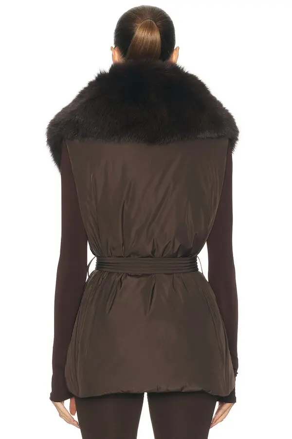 YVES SALOMON Fox Fur Vest In Brown