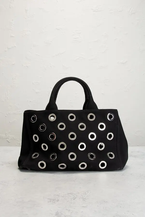 Prada Grommet Canapa Tote Bag