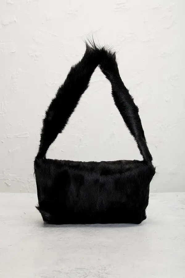 Fendi Rabbit & Mink Fur Baguette Shoulder Bag