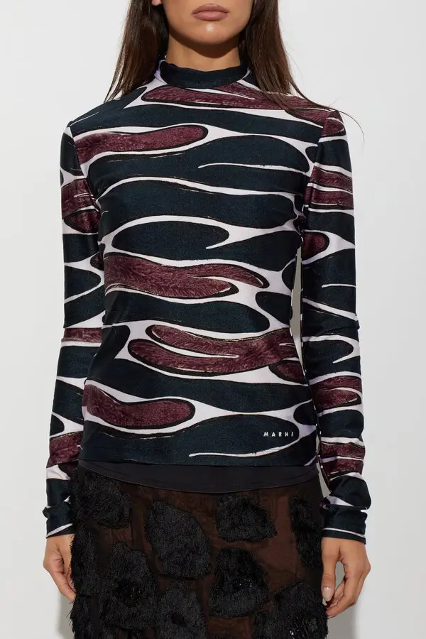 Marni Patterned Turtleneck Top