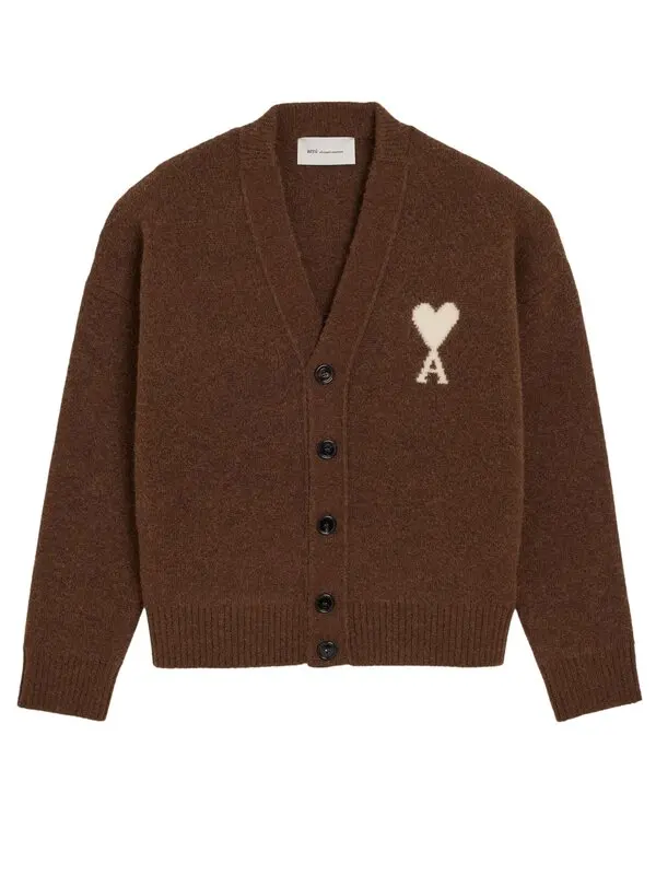 AMI Paris De Coeur Wool Cardigan