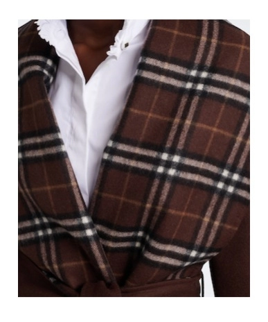 Burberry Check Belted Wool Coat