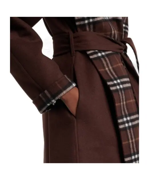 Burberry Check Belted Wool Coat