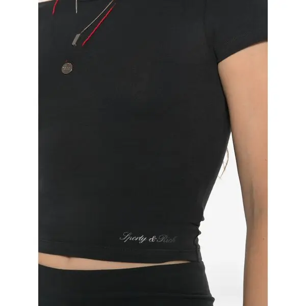 SPORTY  RICH Vanessa Logo-print Cropped T-shirt