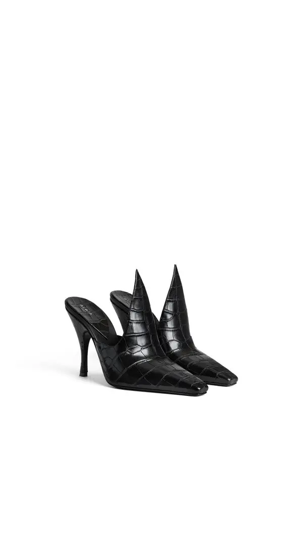 Alaïa Mules In Crocodile Embossed Calfskin