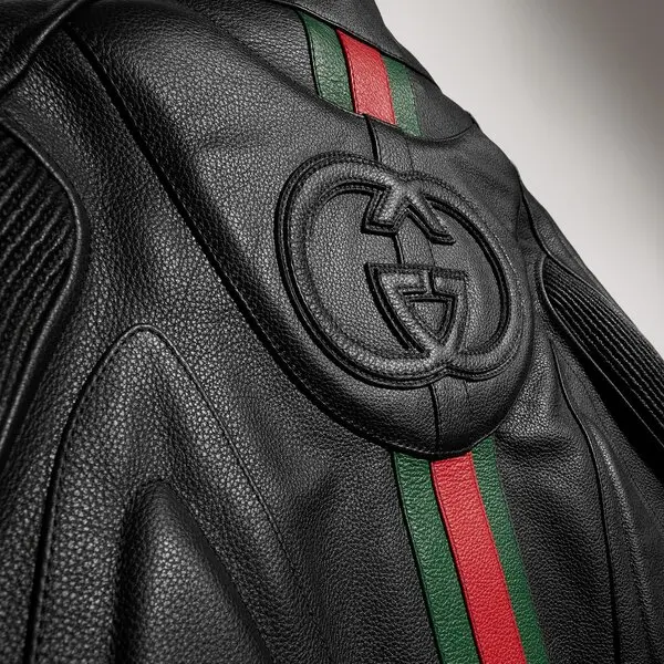 Gucci Soft Grainy Bull Leather Biker Jacket - Black