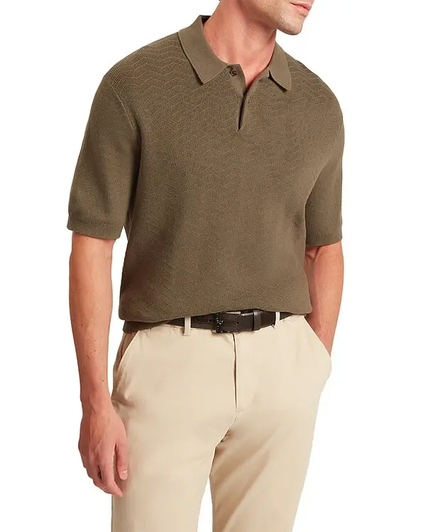 Ted Baker London Hamels Short Sleeve Mixed Stitch Polo - Olive