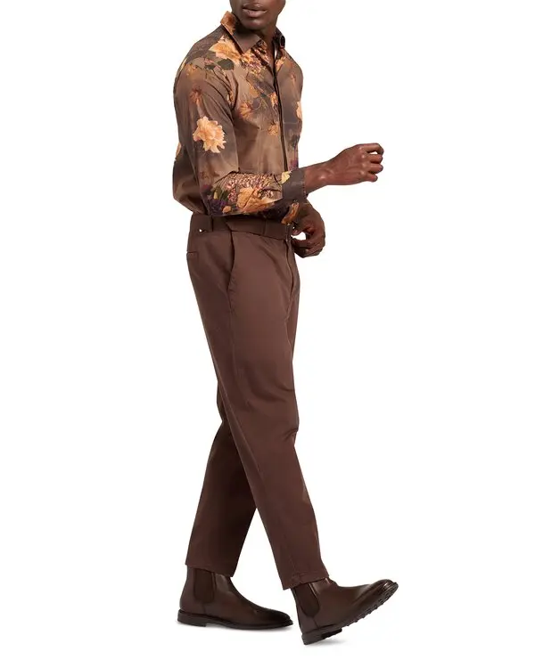 Ted Baker London Hadwin Relaxed Painted Floral Print Shirt - Olive