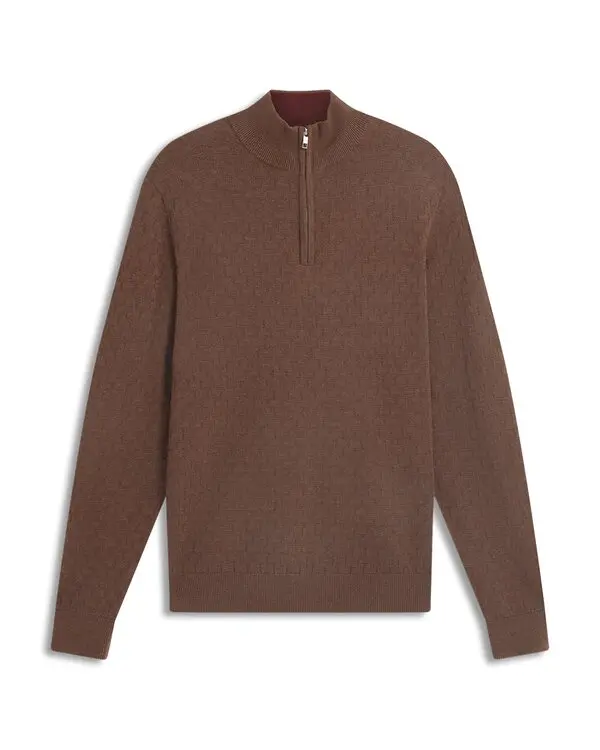 Ted Baker London Jeremee T Stitch Half Zip Cotton Wool Sweater - Brown