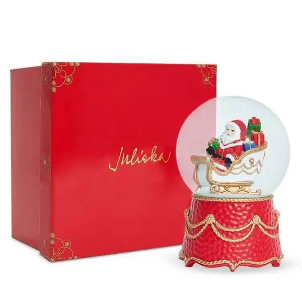 JULISKA Berry & Thread North Pole Santa In Sleigh Snow Globe