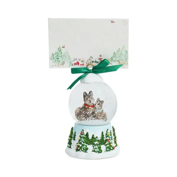 JULISKA Berry & Thread North Pole Husky Snow Globe Place Card Holder