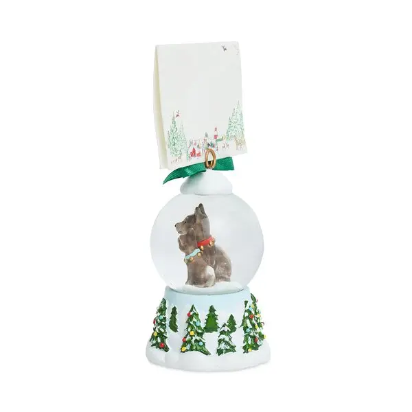 JULISKA Berry & Thread North Pole Husky Snow Globe Place Card Holder