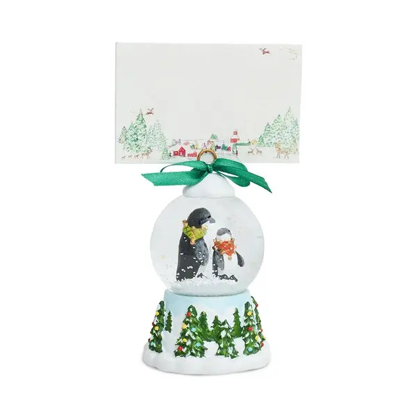 JULISKA Berry & Thread North Pole Penguin Snow Globe Place Card Holder