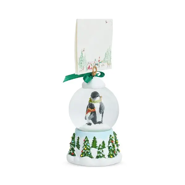 JULISKA Berry & Thread North Pole Penguin Snow Globe Place Card Holder