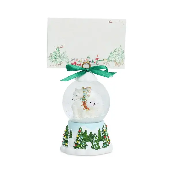 JULISKA Berry & Thread North Pole Polar Bear Snow Globe Place Card Holder