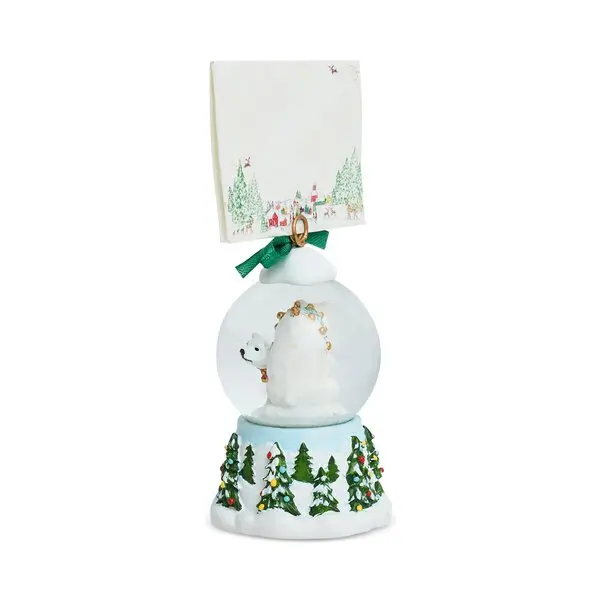 JULISKA Berry & Thread North Pole Polar Bear Snow Globe Place Card Holder