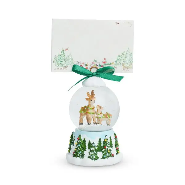 JULISKA Berry & Thread North Pole Reindeer Snow Globe Place Card Holder