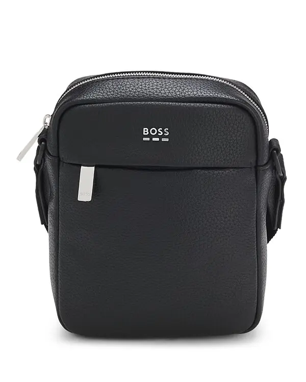 BOSS Ray Pebble Logo Zip Reporter Bag