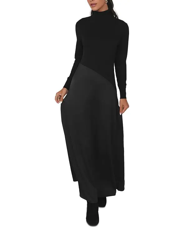 POINT Mixed Media Turtleneck Maxi Dress