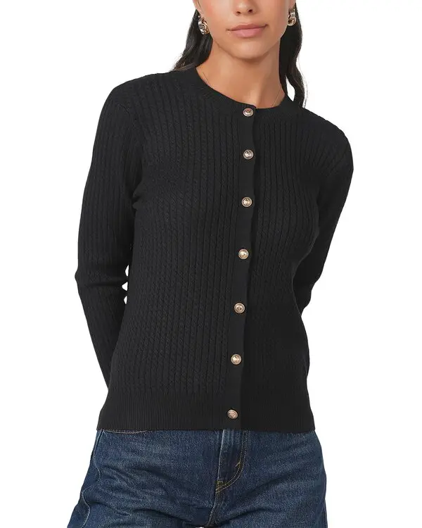 POINT Twisted Cable Knit Cardigan - Navy