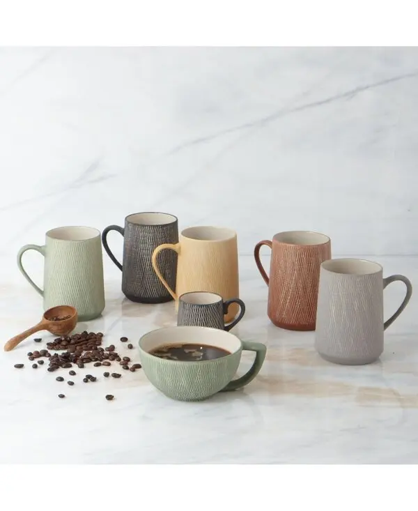 BE HOME Crosshatch Latte Mugs, Set Of 4