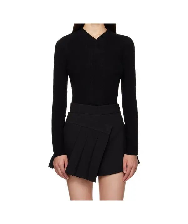 SHUSHU/TONG V-neck Knitted Sweater - Black