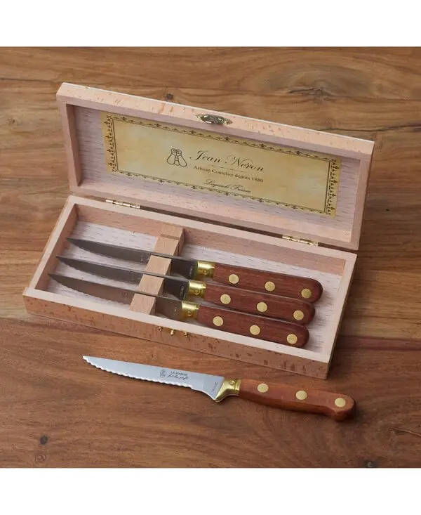 BE HOME La Fourmi 4 Piece Laiton Steak Knife Set In Wood Presentation Box