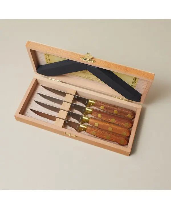 BE HOME La Fourmi 4 Piece Laiton Steak Knife Set In Wood Presentation Box