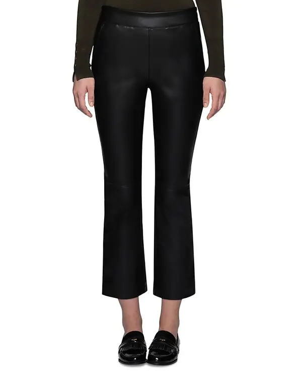 Hue Faux Leather Cropped Leggings - Black