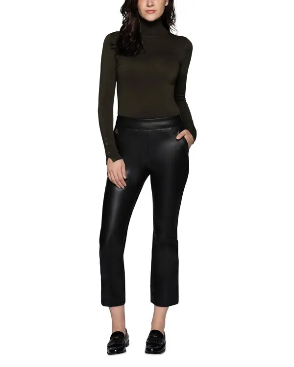 Hue Faux Leather Cropped Leggings - Black