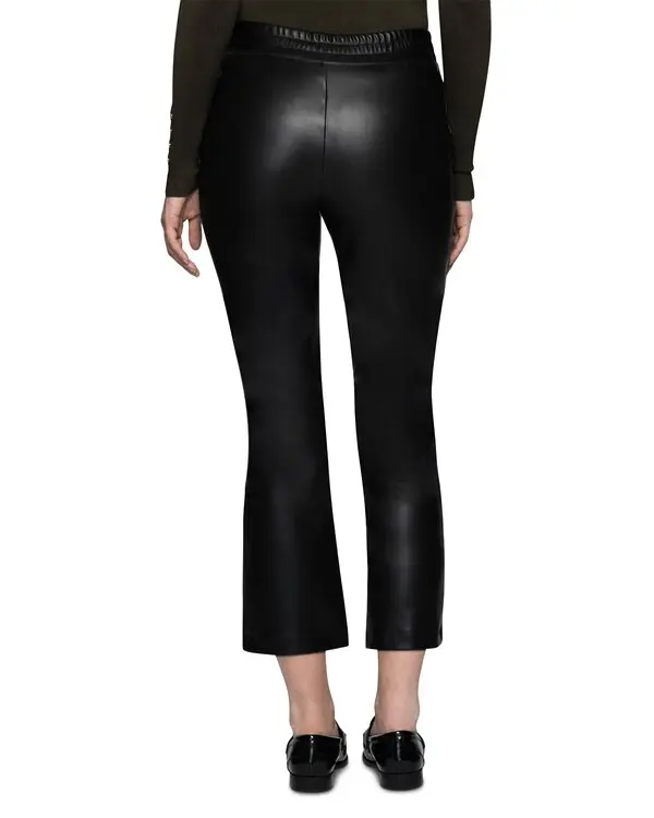 Hue Faux Leather Cropped Leggings - Black