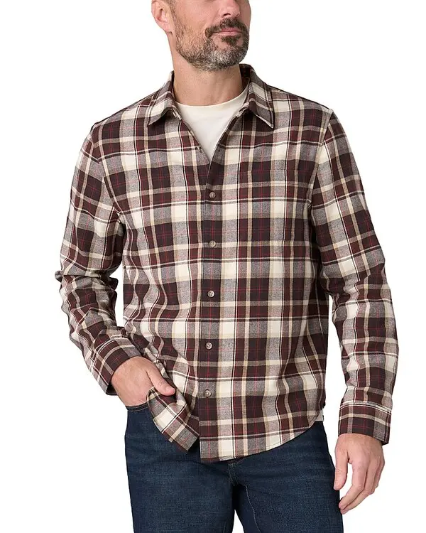 LIVERPOOL Plaid Long Sleeve Button Up Shirt - Ecru/burnt