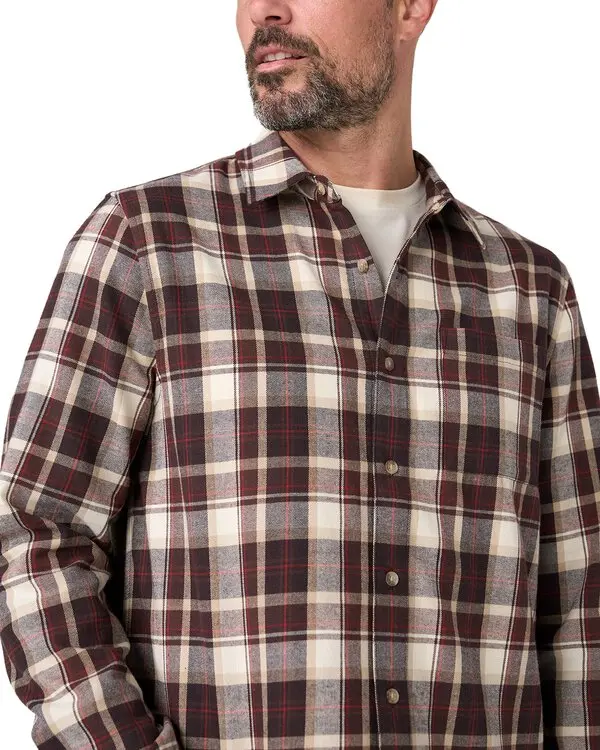 LIVERPOOL Plaid Long Sleeve Button Up Shirt - Ecru/burnt