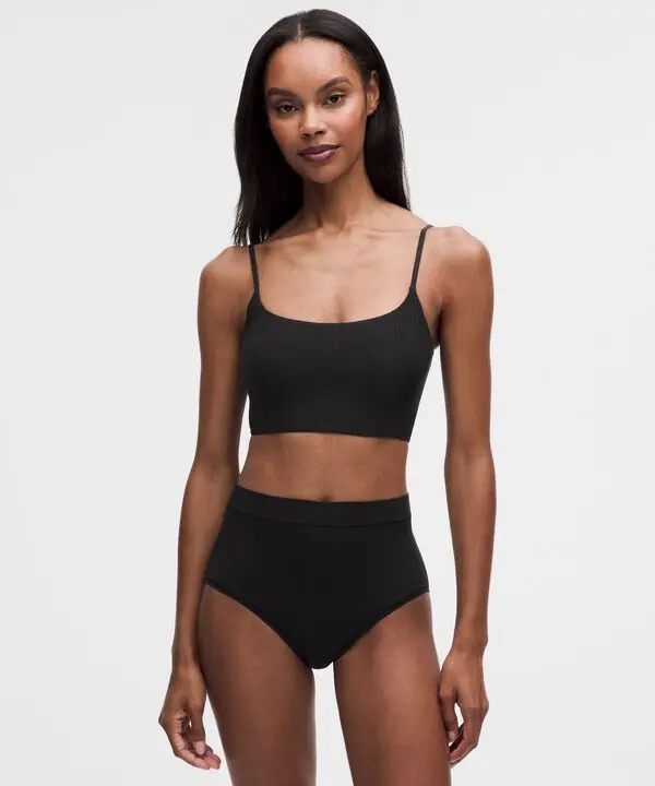 Lululemon Underease Cami Strap Ribbed Longline Bralette A–c Cups - Black