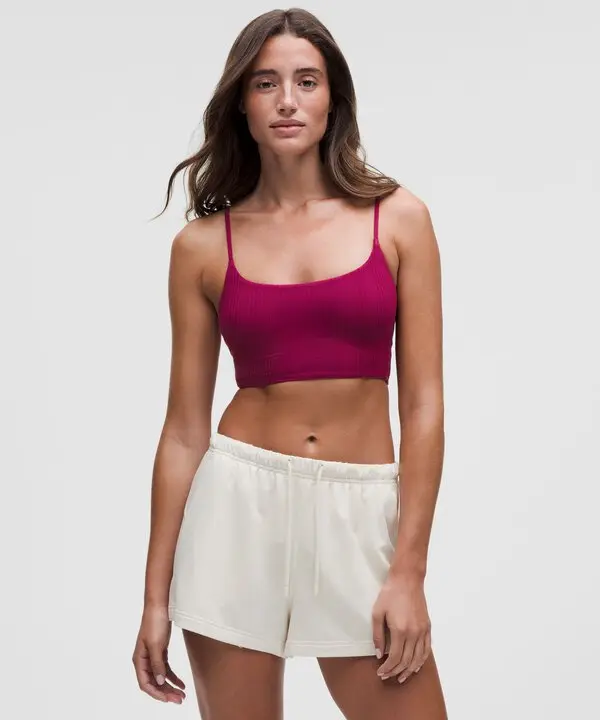 Lululemon Underease Cami Strap Ribbed Longline Bralette A–c Cups - Raspberry Rave