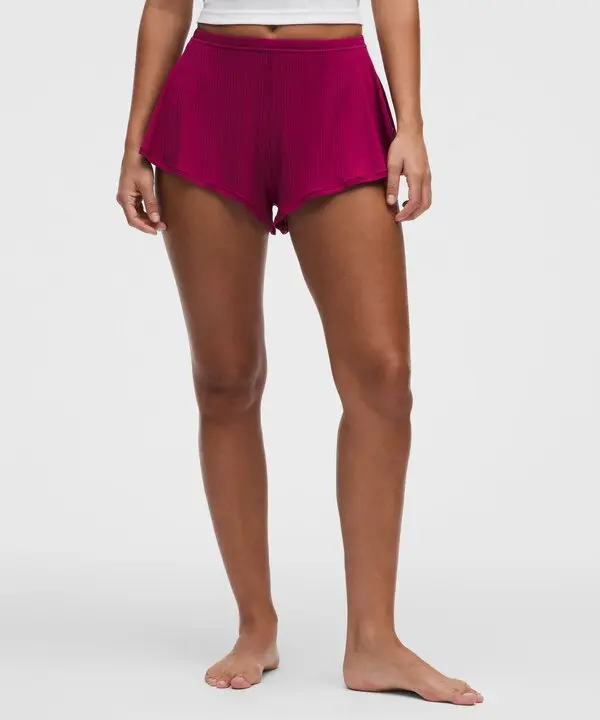 Lululemon Underease High-waist Ribbed Shortie Underwear - Raspberry Rave