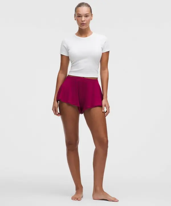 Lululemon Underease High-waist Ribbed Shortie Underwear - Raspberry Rave