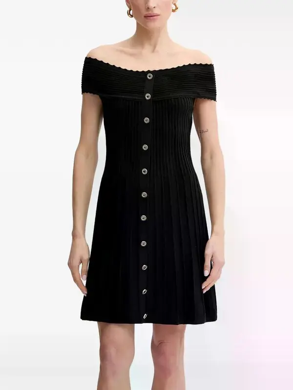 MORGAN Off-shoulder Ribbed-knit Mini Dress