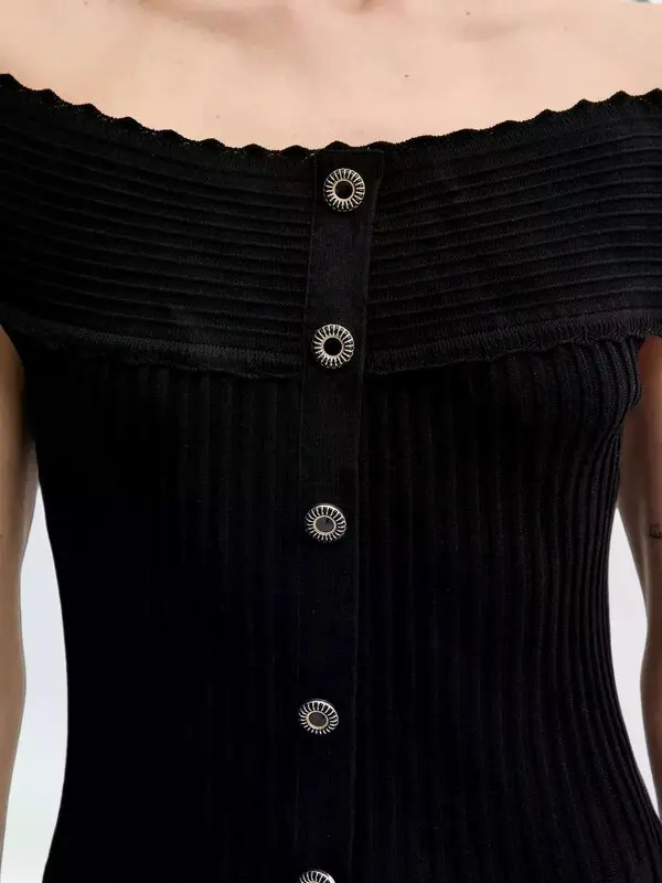 MORGAN Off-shoulder Ribbed-knit Mini Dress