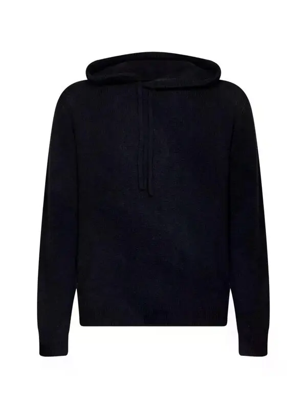ROBERTO COLLINA Fine-knit Drawstring Hoodie - Blue