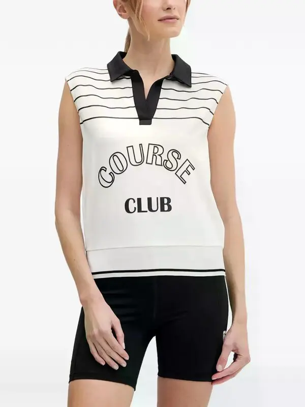 SPORTALM Striped Sleeveless Polo Shirt - White